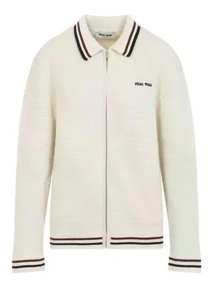 Miu Miu Zip-up Knitted Cardigan - Neutrals