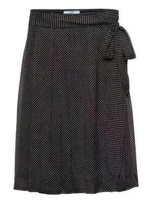 Prada Printed Chiffon Wrap Midi Skirt - Black