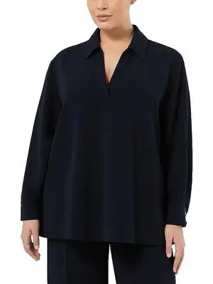 Marina Rinaldi Split Neck Top - Midnightbl