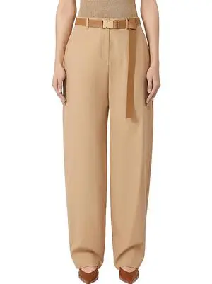 Max Mara High-waist Pants With Belt - Camel