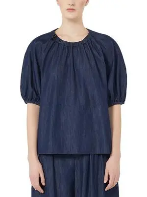 Max Mara Talia Ballon Sleeve Top - Midnight
