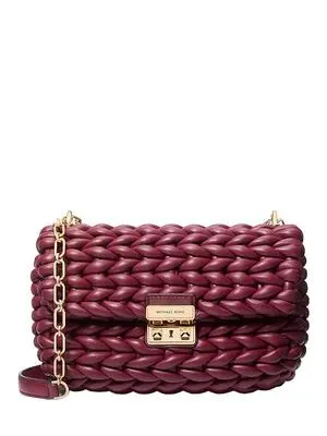 Michael Kors Woven Convertible Chain Shoulder Bag - Mulberry