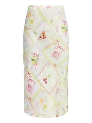 LoveShackFancy Fruit-print Bias-cut Skirt - Multicolour