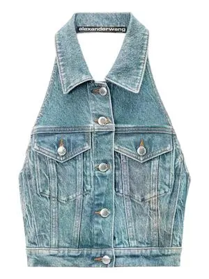 Alexander Wang Halterneck Denim Vest - Blue