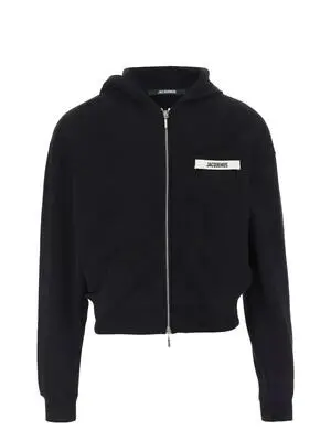 Jacquemus The Gros Grain Hooded Zip-up Sweatshirt - Black
