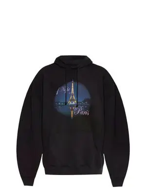 Vetements Night In Paris-print Hoodie - Black