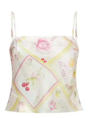 LoveShackFancy Cami Floral-print Top - White