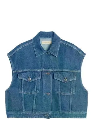 Max Mara Mappa Denim Buttoned Gilet - Blue