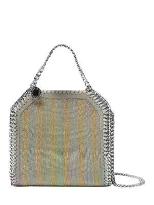 Stella McCartney Falabella Striped Metallic Bag Silver