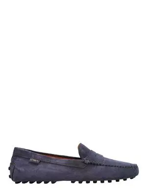 TOD'S Gommino Pebble-Textured Suede Loafers Blue