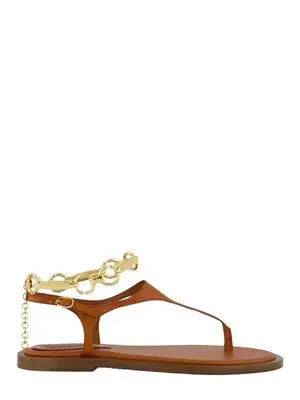 Zimmermann Chain-embellished Leather Sandals - Brown