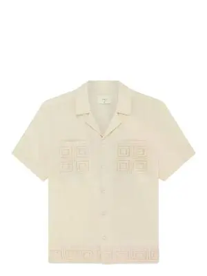 CHE Indigo Crochet-panel Short-sleeve Shirt Neutrals