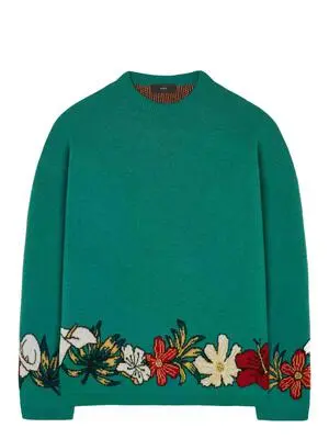 Alanui Floral Intarsia-knit Cashmere Jumper - Green