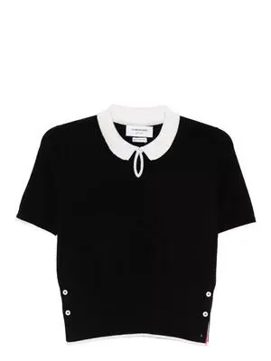 Thom Browne Keyhole Cashmere Polo Shirt - Black