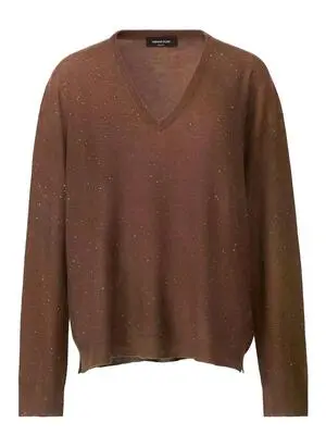 Fabiana Filippi Sequin-embellished V-neck Jumper - Brown
