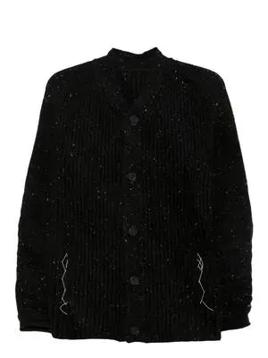 LAYER ZERO Button-fastening Ribbed Cardigan - Black
