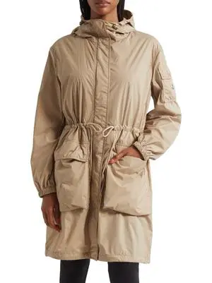 Moncler Nouilles Hooded Longline Coat - Beige