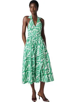 Diane Von Furstenberg Nova Wrap Halter Midi Dress - Desert Palm Indian Green