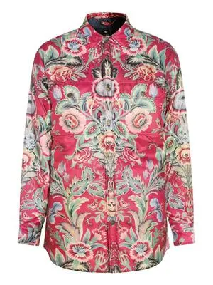 Etro Floral-print Shirt Coat - Red