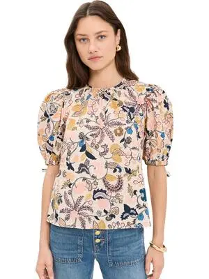 Ulla Johnson Coralie Short Sleeve Blouse - Magnolia