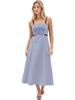 Tanya Taylor Tavira Midi Dress - Blue/optic White