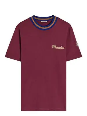 Moncler Logo-embroidered Cotton T-shirt - Burgundy