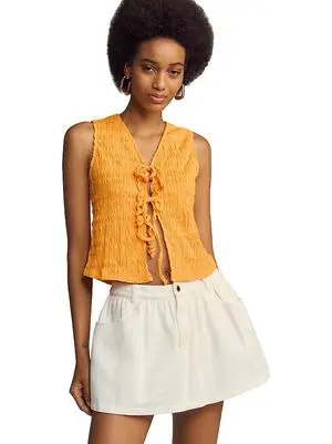 Anthropologie Front-tie Tank Top - Radiant Marigold
