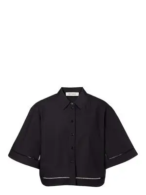 RÓHE Embroidered Cotton Poplin Shirt - Black