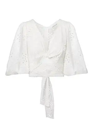 ALEXANDRA MIRO Broderie Anglaise Cotton Crop Top - White