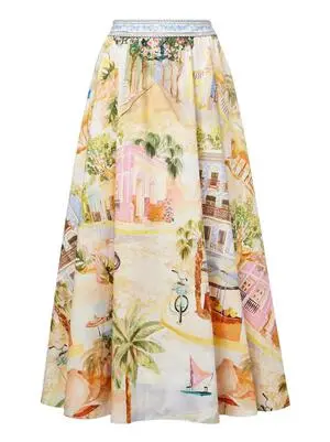 Farm Rio Printed Cotton Maxi Skirt - Multicoloured