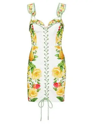 Farm Rio Floral Linen-blend Minidress - Multicoloured