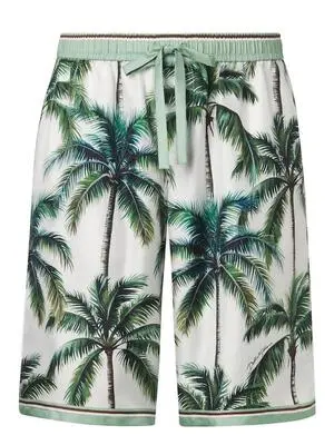Dolce & Gabbana Printed Silk Twill Shorts - White