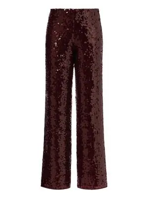 Oseree Marylin Sequined Wide-leg Pants - Burgundy