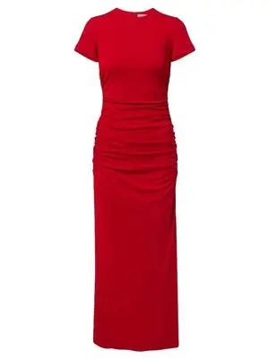 Carolina Herrera Ruched Midi Dress - Red
