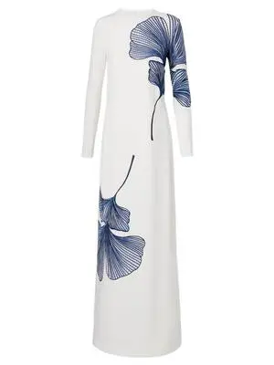 Costarellos Austie Embroidered Crêpe Gown - White