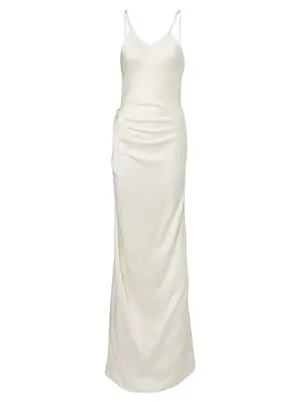 Victoria Beckham Draped Crêpe Satin Slip Dress - White