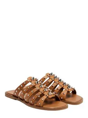 CHRISTIAN LOUBOUTIN Charja Spiked Leather Sandals - Brown