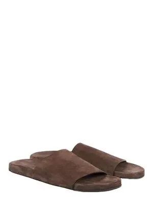 THE ROW Hugh Suede Slides - Brown