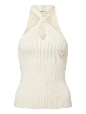 Simkhai Andrea Ribbed-knit Halterneck Top - White