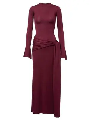 AYA MUSE Draped Silk-blend Maxi Dress - Burgundy