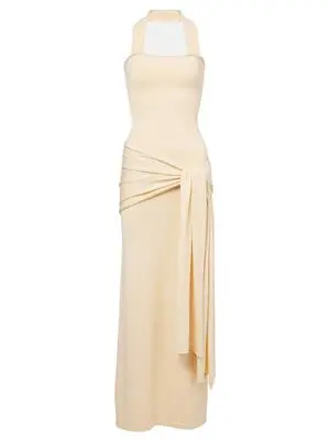 AYA MUSE Knitted Silk And Cotton Maxi Dress - Yellow