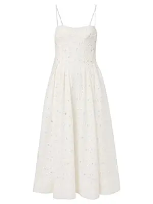 Simkhai Kittiya Broderie Anglaise Cotton Midi Dress - White