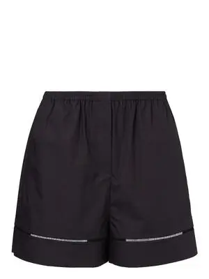 RÓHE Embroidered Cotton Poplin Shorts - Black