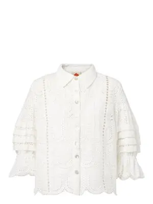 Farm Rio Embroidered Cotton Shirt - White