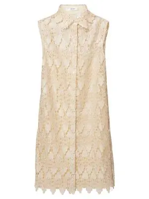 FRAME The Deco Lace Minidress - Beige