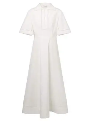 RÓHE Embroidered Cotton Poplin Midi Dress - White