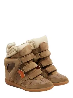 Isabel Marant Bekett Suede Wedge Sneakers Orange