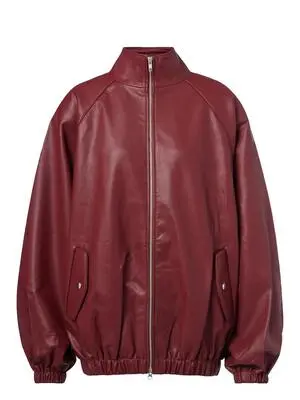 THE FRANKIE SHOP Senta Oversized Faux Leather Bomber Jacket - Burgundy