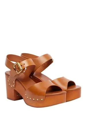 Chloé Jeannette 80 Studded Leather Sandals - Brown