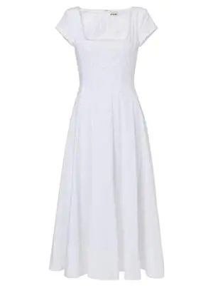 Staud Wells Pleated Midi Dress - White